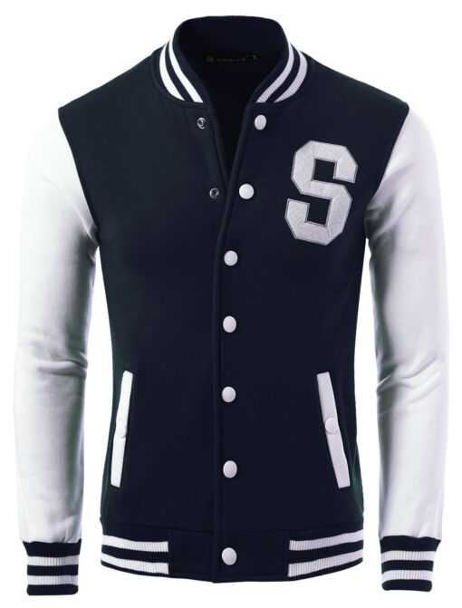 Navy Blue and White Varsity Jacket | Custom Letterman Jacket
